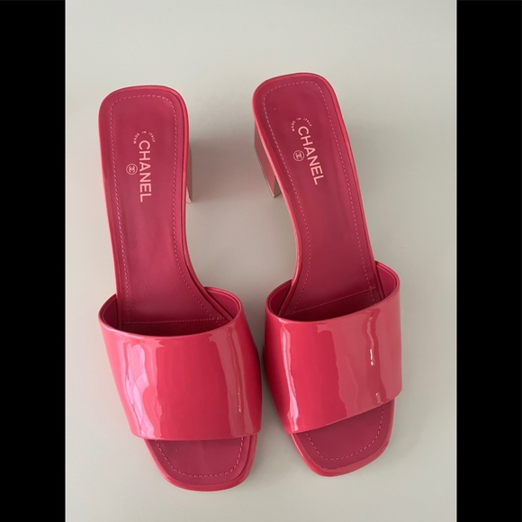 CHANEL | Shoes | Chanel Hot Pink Patent Leather Mules | Poshmark